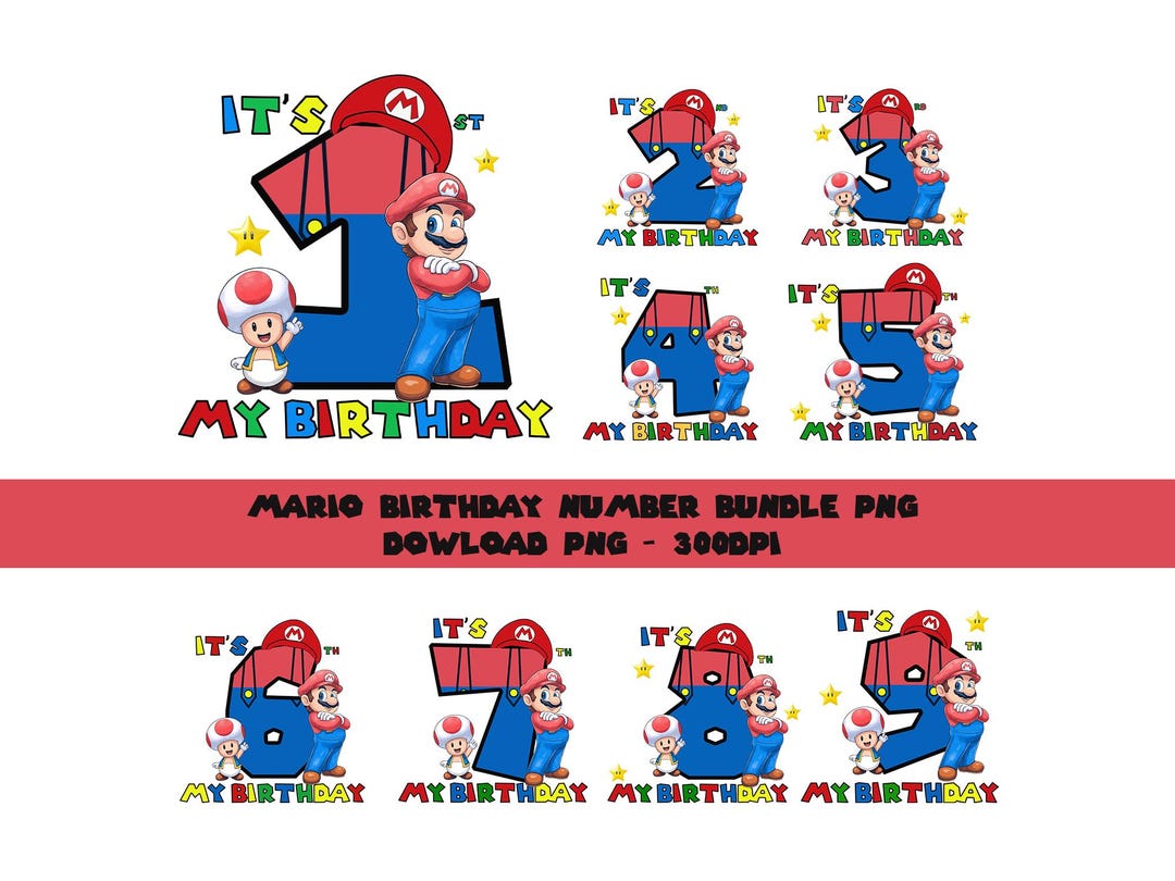It's My Birthday Super Mario Png, Cartoon Birthday Png, Birthday Number ...