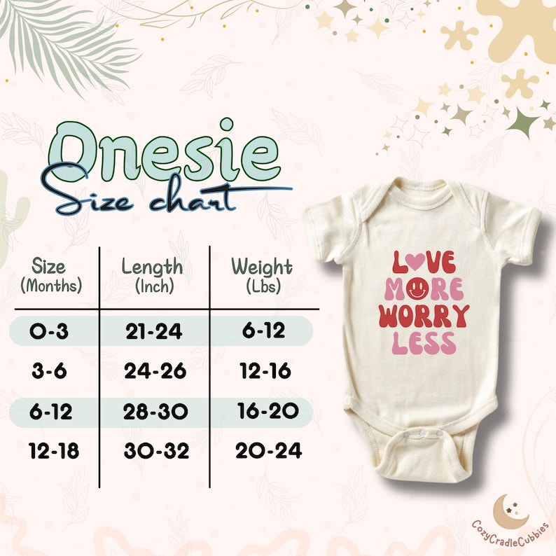 Love More Worry Less Baby Onesie® Brand, Retro Positive Typography ...