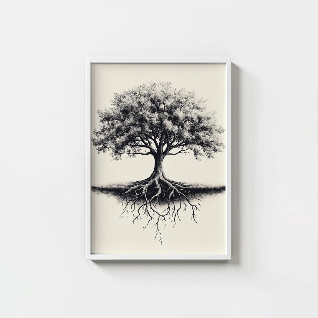 Rustic Tree Roots Art Print – Botanical Pen-and-ink Illustration ...