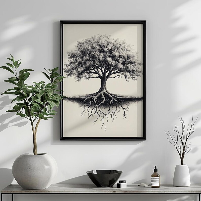 Rustic Tree Roots Art Print – Botanical Pen-and-ink Illustration ...