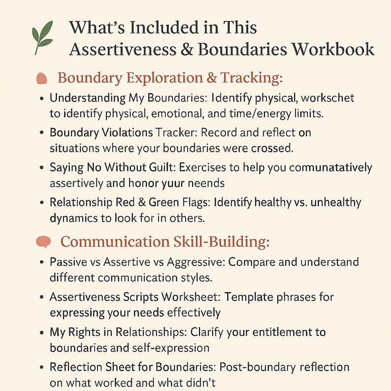 Boundaries & Assertiveness Worksheets for Adults | Therapist-informed ...