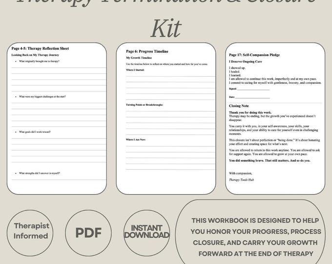 Therapy Termination Workbook: Guided Reflection, Closure Kit (PDF ...