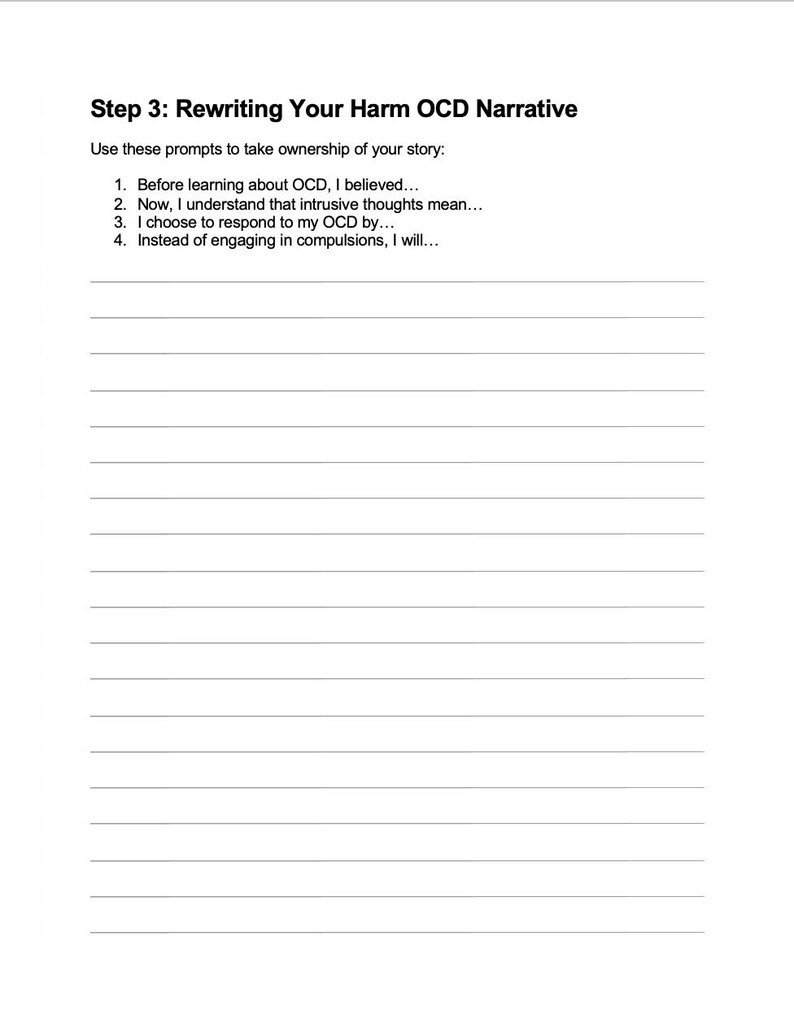 Harm OCD Recovery Workbook | CBT Therapy Worksheets (printable PDF) - Etsy