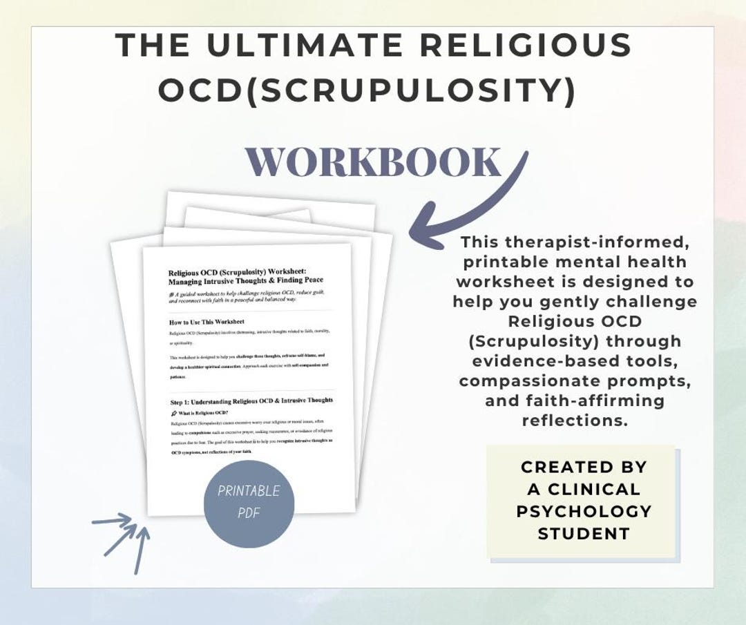 Religious OCD (scrupulosity) Worksheet | Manage Intrusive Thoughts and ...