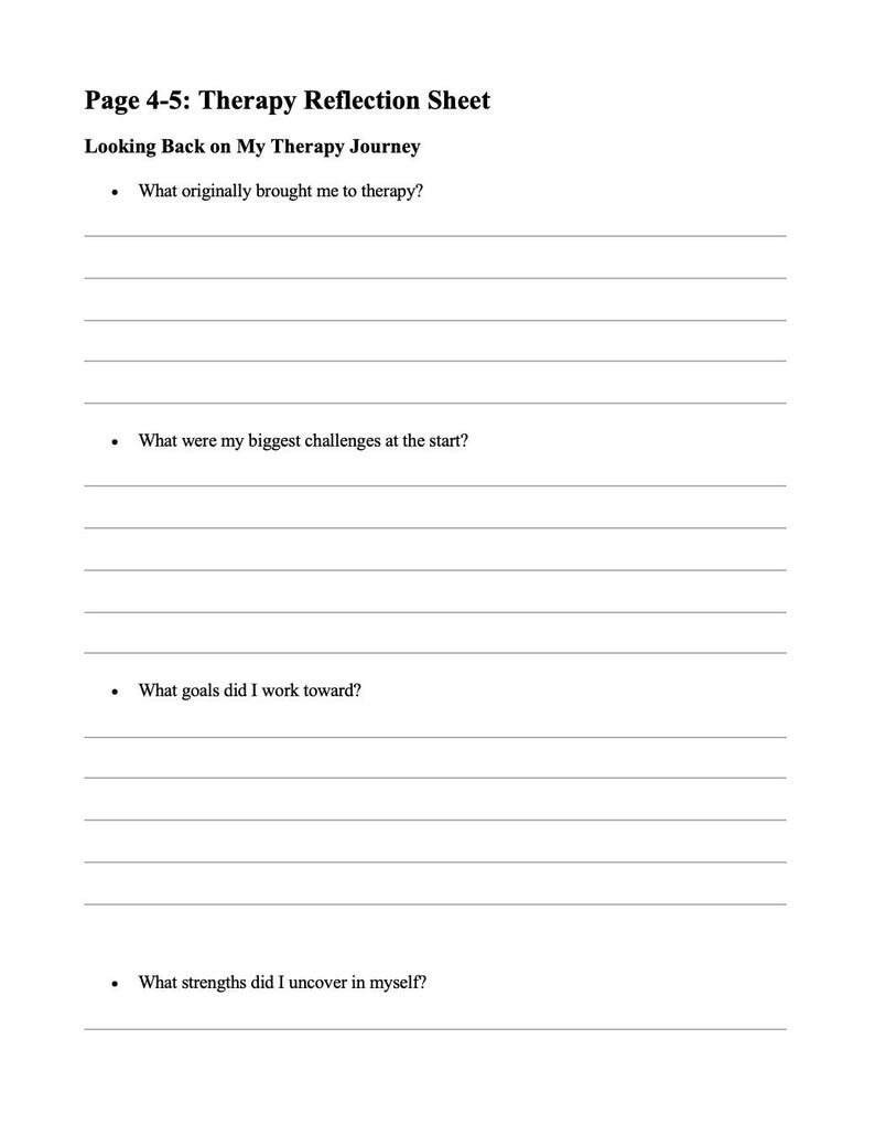 Therapy Termination Workbook: Guided Reflection, Closure Kit (PDF ...