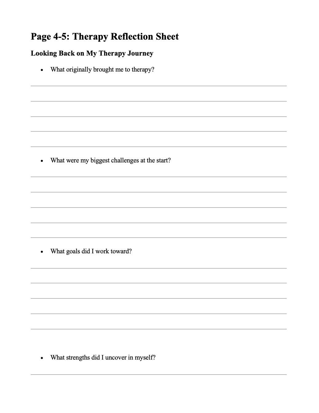 Therapy Termination Workbook: Guided Reflection, Closure Kit (PDF ...