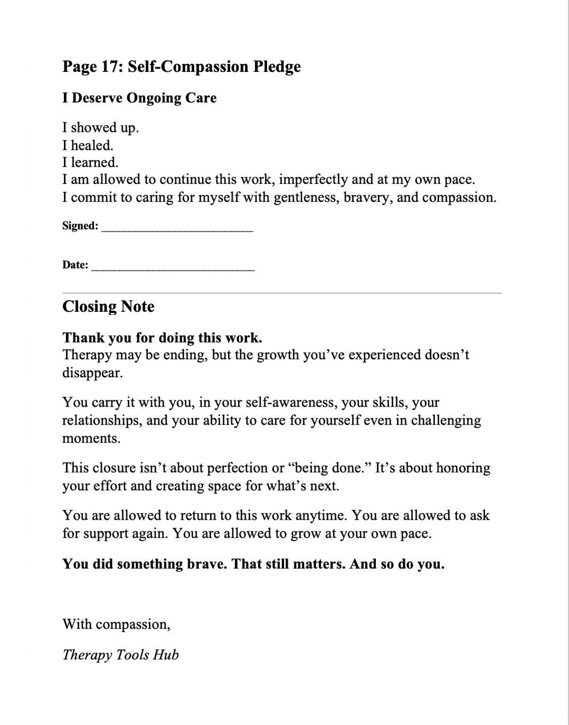 Therapy Termination Workbook: Guided Reflection, Closure Kit (PDF ...