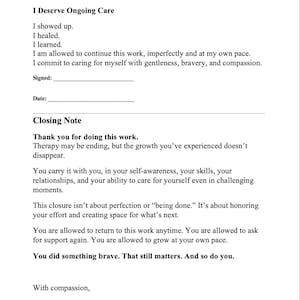 Therapy Termination Workbook: Guided Reflection, Closure Kit (PDF ...