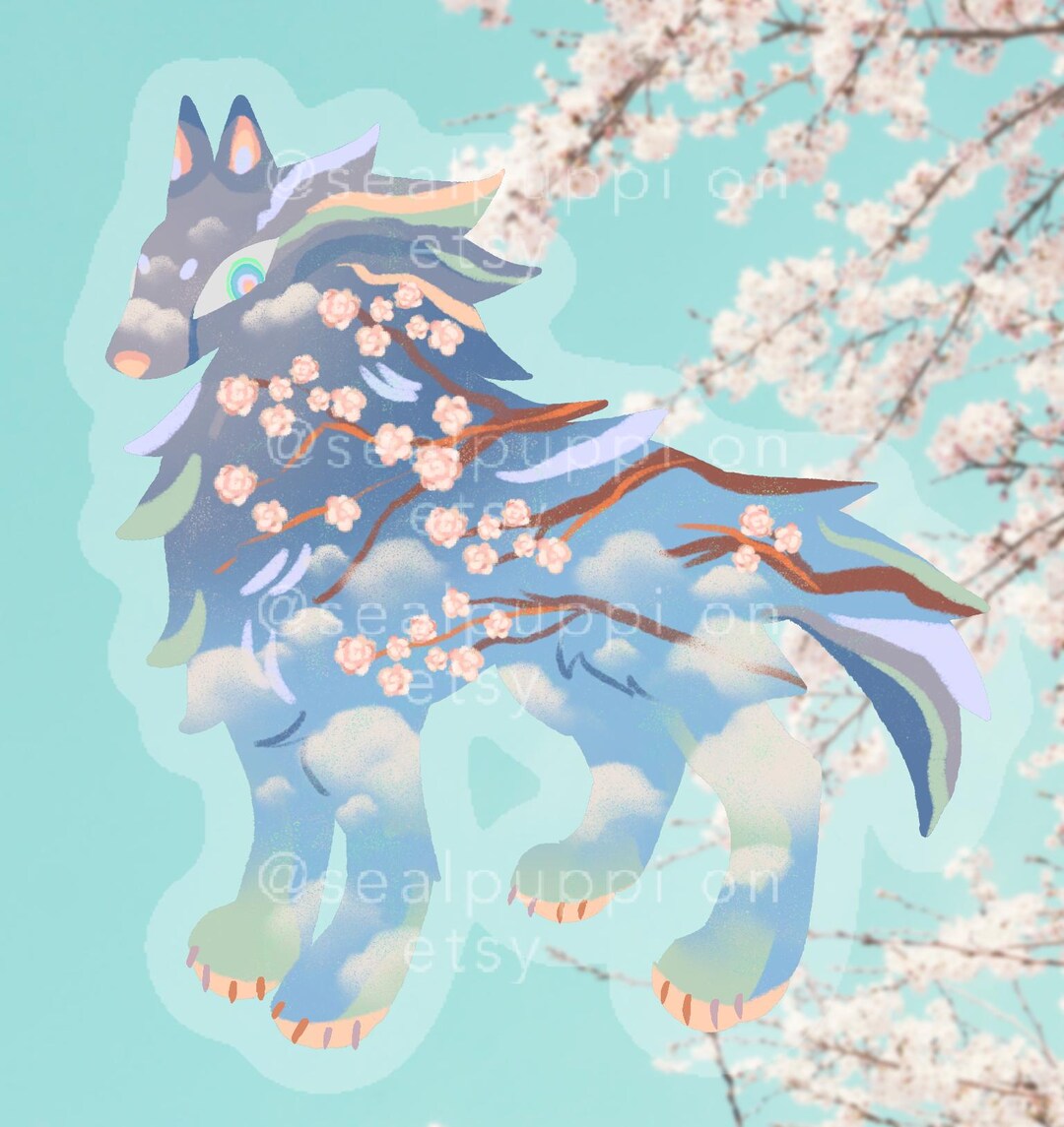 Cloud Sakura Wolf Furry Fursona Adopt - Etsy