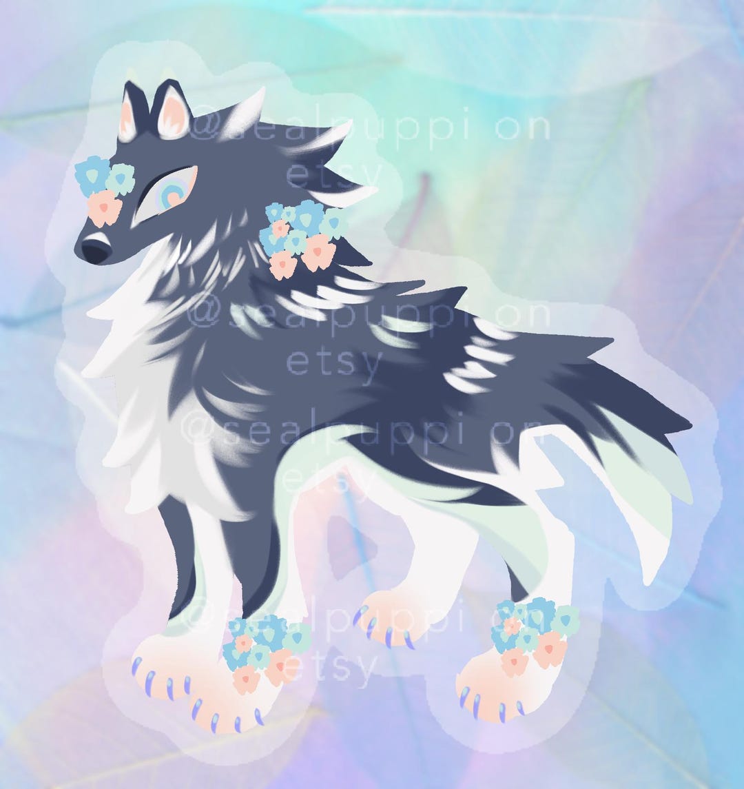 CLOSING SHOP!! Floral Wolf Furry Fursona Adopt - Etsy