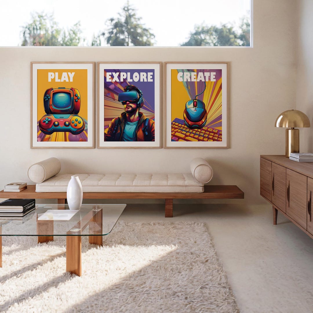Video Game Art Prints: Gamer Room Decor, Set of 3 Poster (digital ...