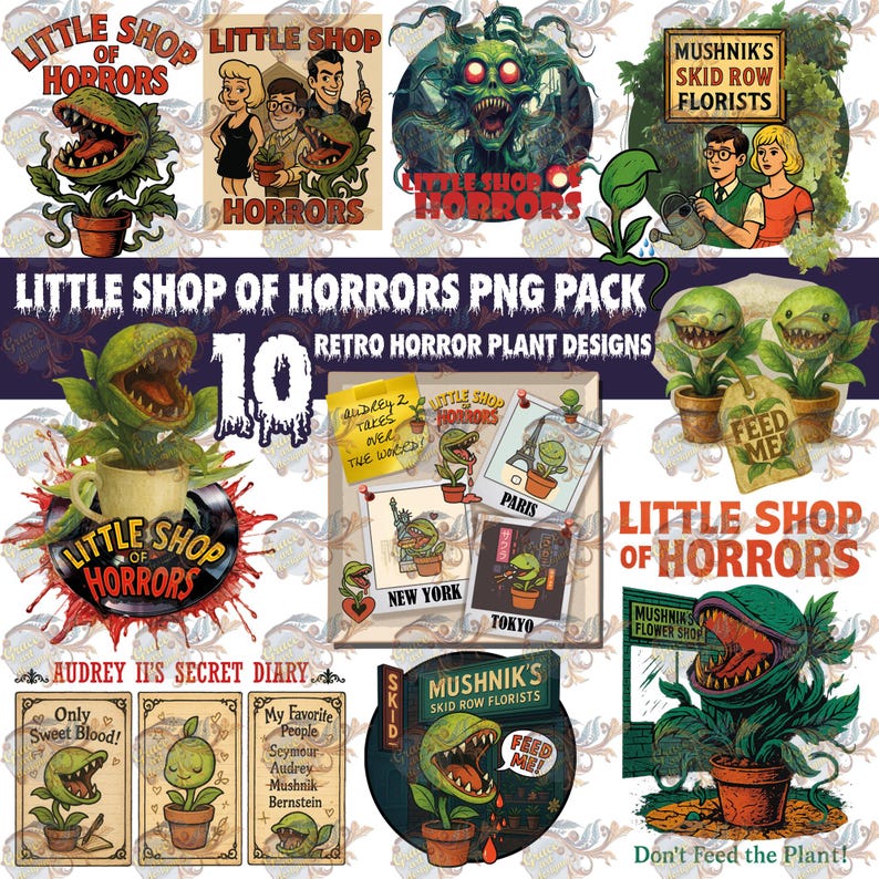 Little Shop of Horrors Clipart Set: 10 Horror Musical Plant & Flower ...