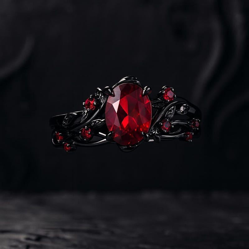 Mens Gothic Red Gem Ring - Etsy