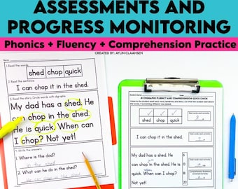 2nd Grade Phonics Assessments Progress Monitoring Fluency Tracking ...