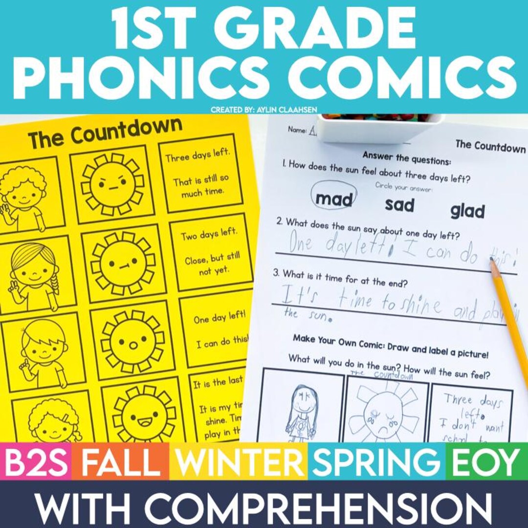 1st Grade Seasonal Decodable Phonics Comics Comprehension Questions ...