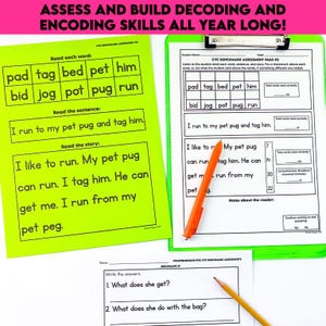 1st Grade Phonics Assessments Progress Monitoring Fluency Tracking ...