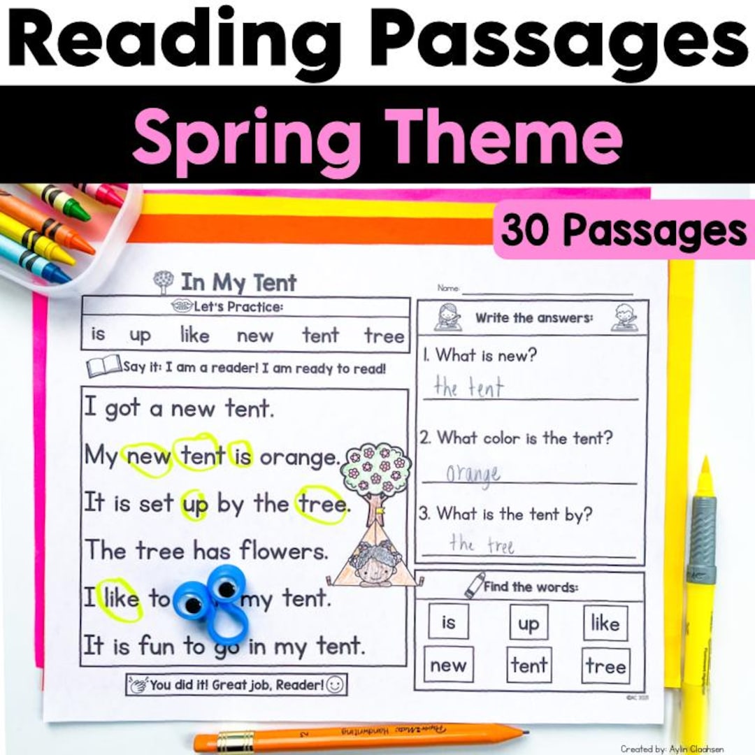 Spring Reading Comprehension Passages for Kindergarten and 1st Grade - Etsy