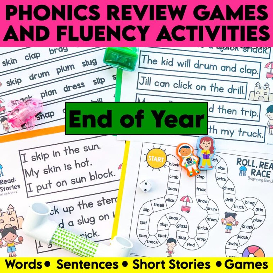 End of Year Phonics Review Games and Reading Fluency Activities ...