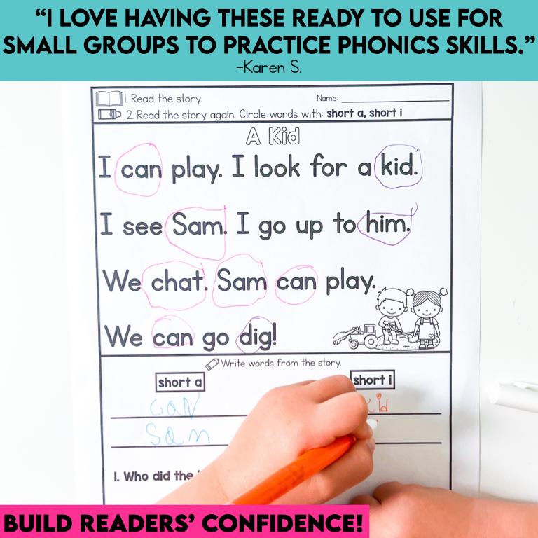 Kindergarten 1st Grade Phonics Focused Review Reading Passages With ...