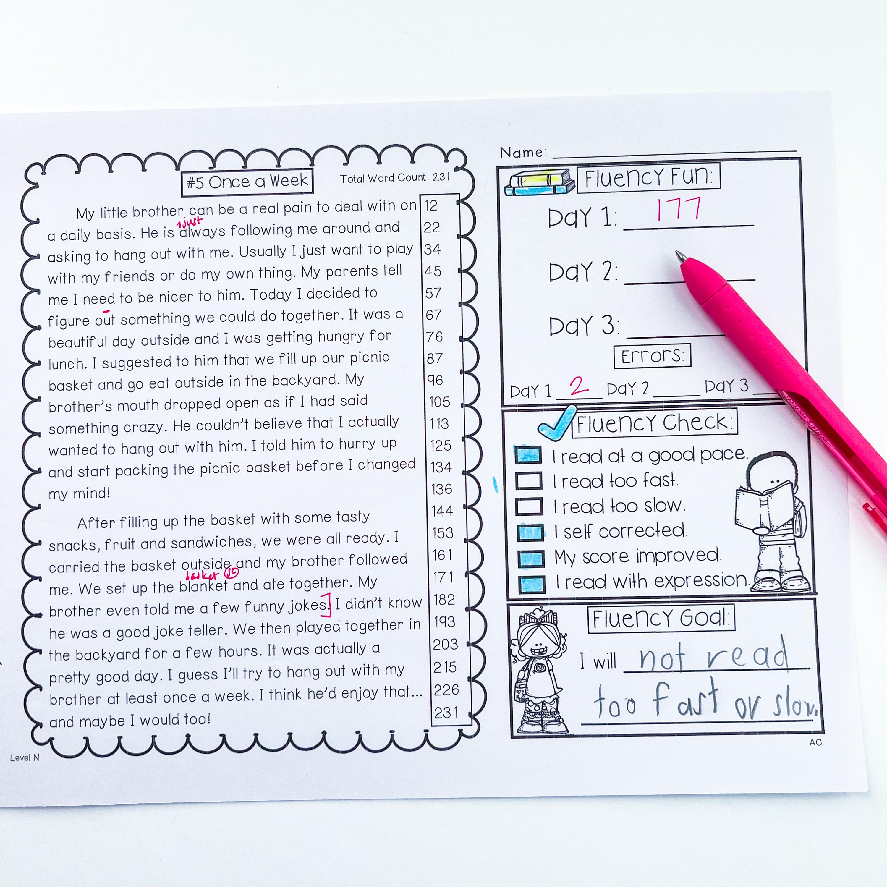 4th Grade Timed Reading Fluency Passages With Comprehension Questions ...