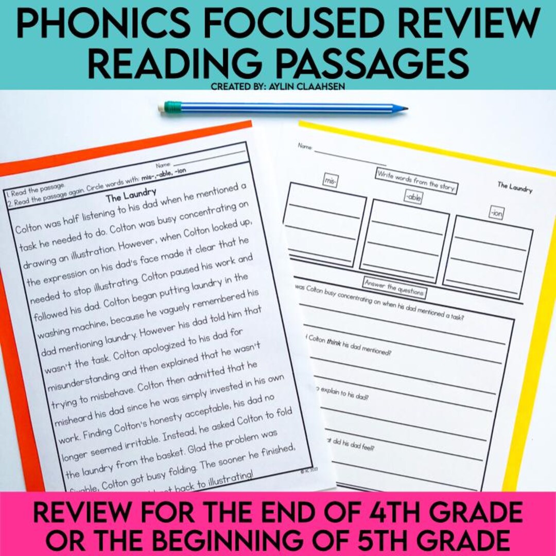 4th, 5th Grade Phonics Focused Review Reading Passages With ...