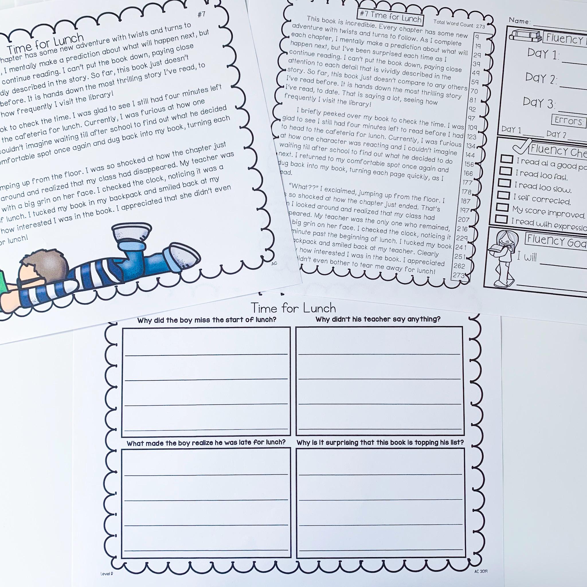 4th Grade Timed Reading Fluency Passages With Comprehension Questions ...
