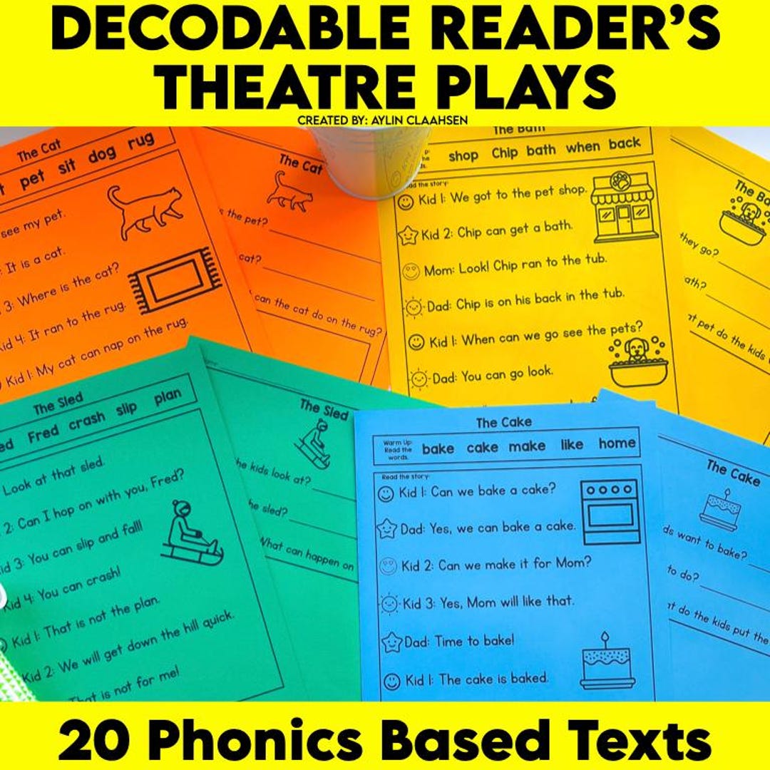 Decodable Readers Theatre Plays Phonics Scripts CVC Digraphs Cvce ...
