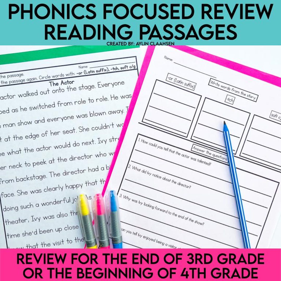 3rd, 4th Grade Phonics Focused Review Reading Passages With ...