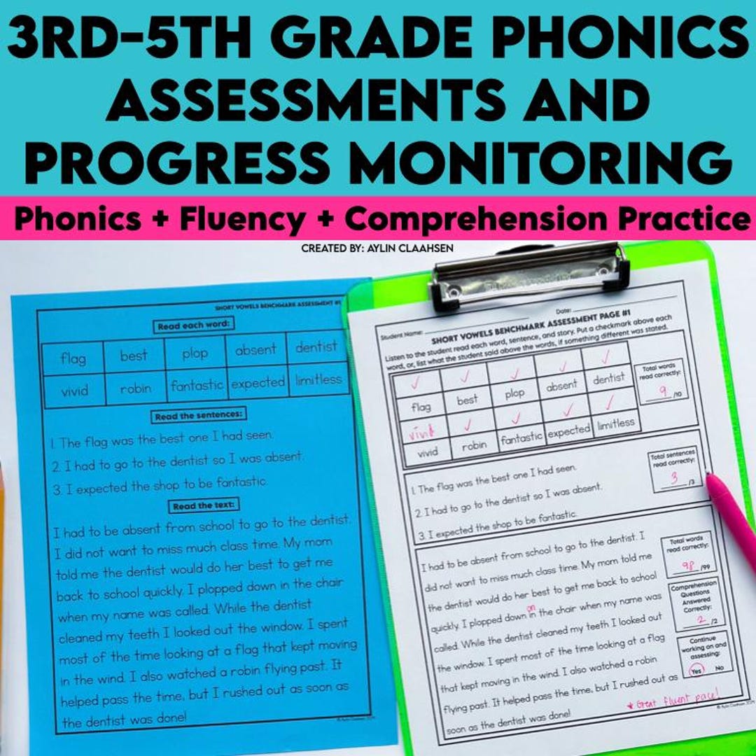 3rd, 4th, 5th Grade Grade Phonics Assessments and Progress Monitoring ...