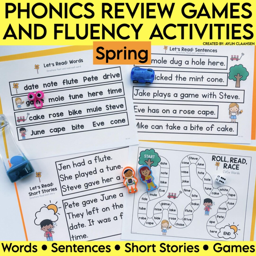 Decodable Spring Phonics Games and Reading Fluency Activities 1st and ...