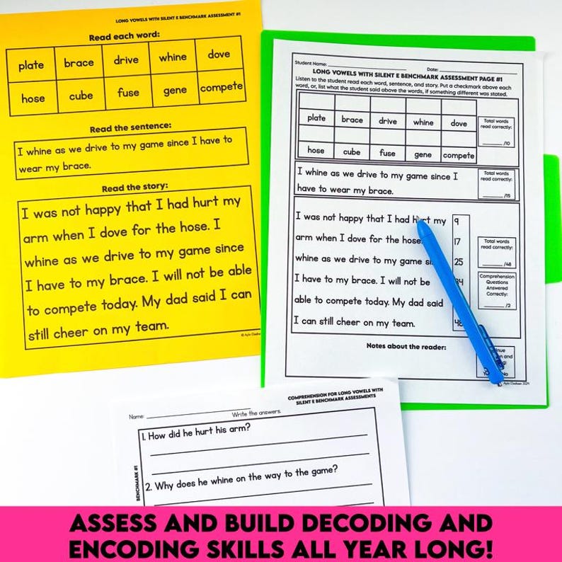 2nd Grade Phonics Assessments Progress Monitoring Fluency Tracking ...