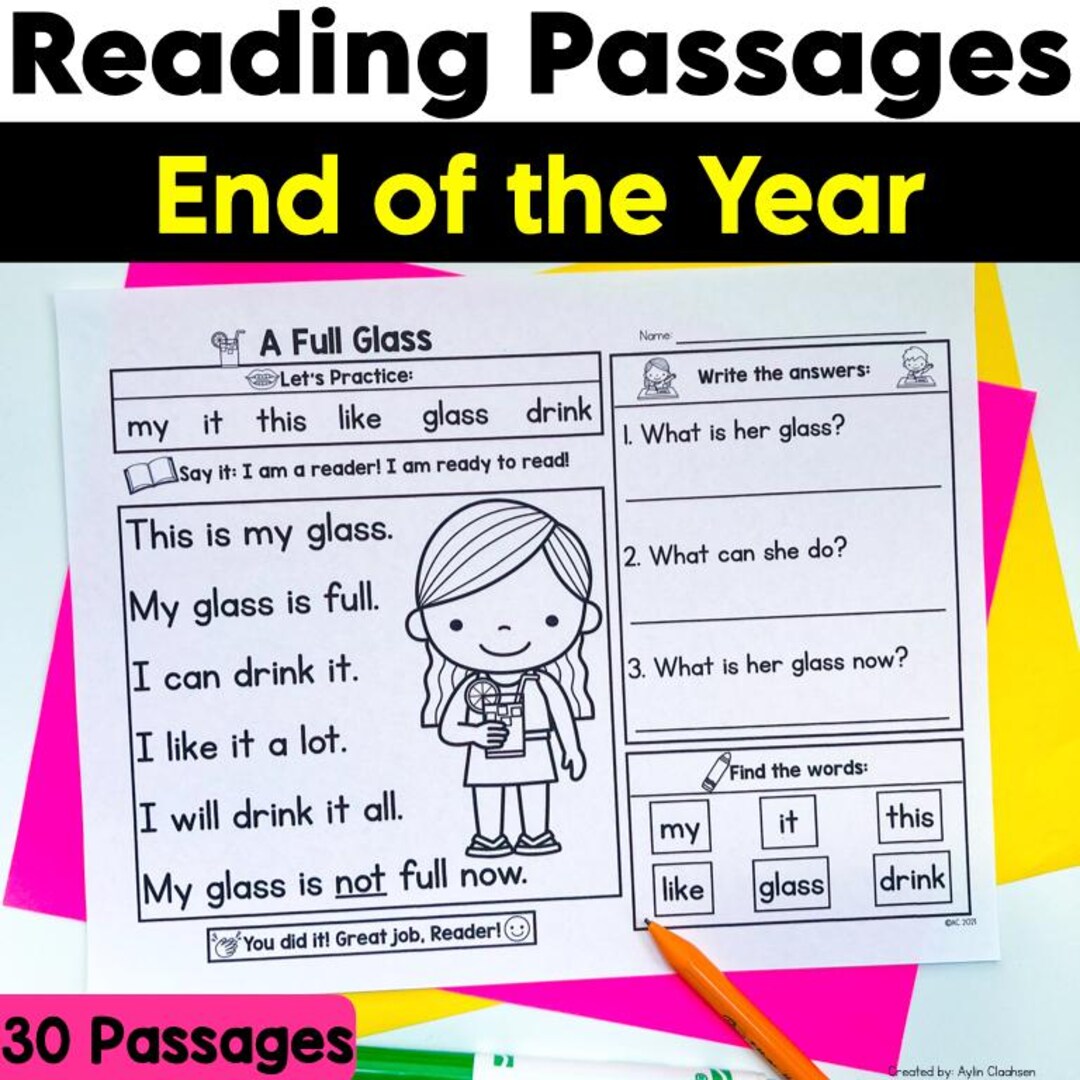 End of the Year Summer Themed Reading Comprehension Passages Questions ...