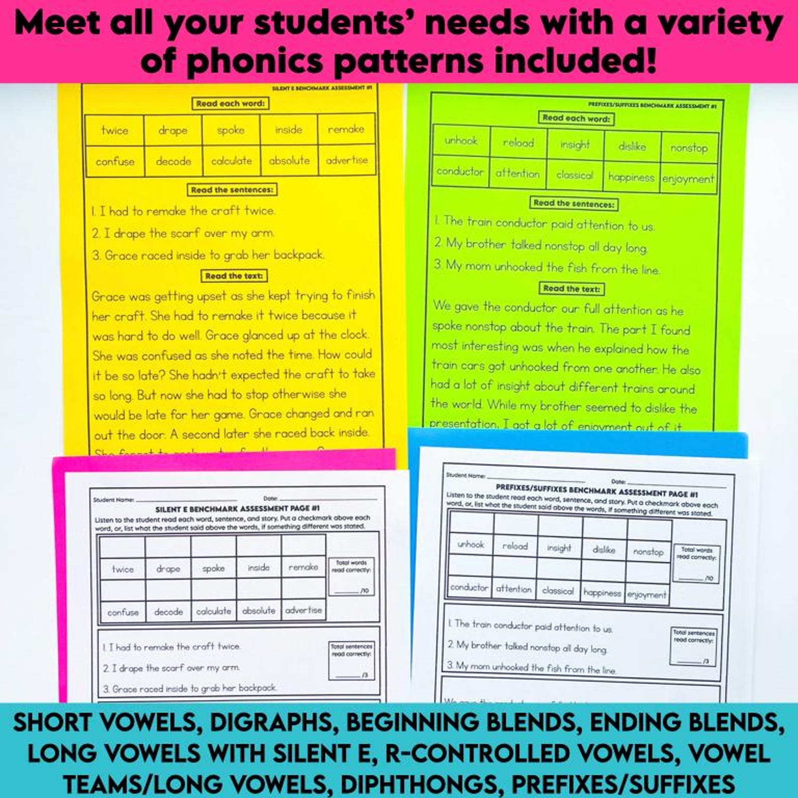 3rd, 4th, 5th Grade Grade Phonics Assessments and Progress Monitoring ...