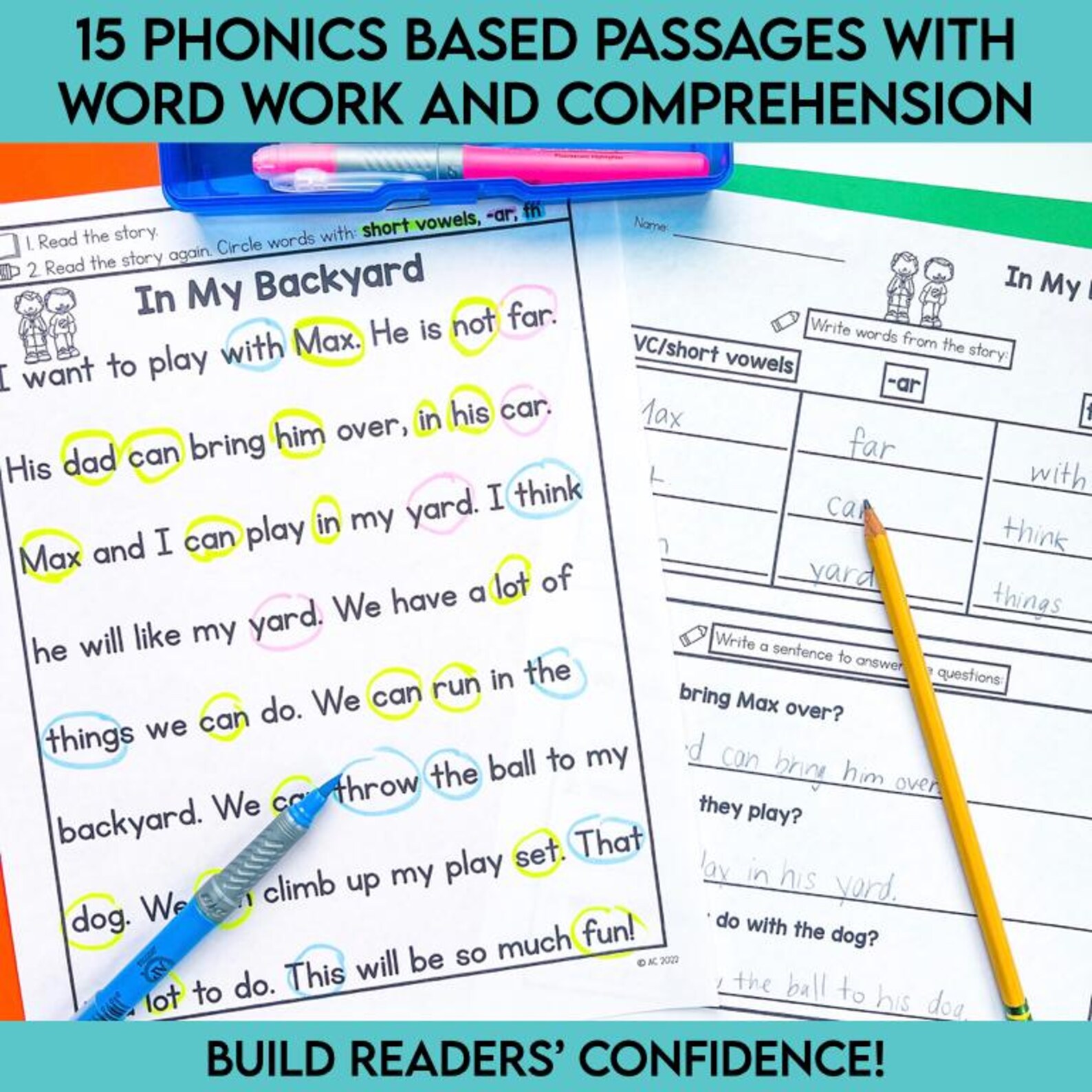 1st 2nd Grade Phonics Reading Comprehension Passages and Questions ...