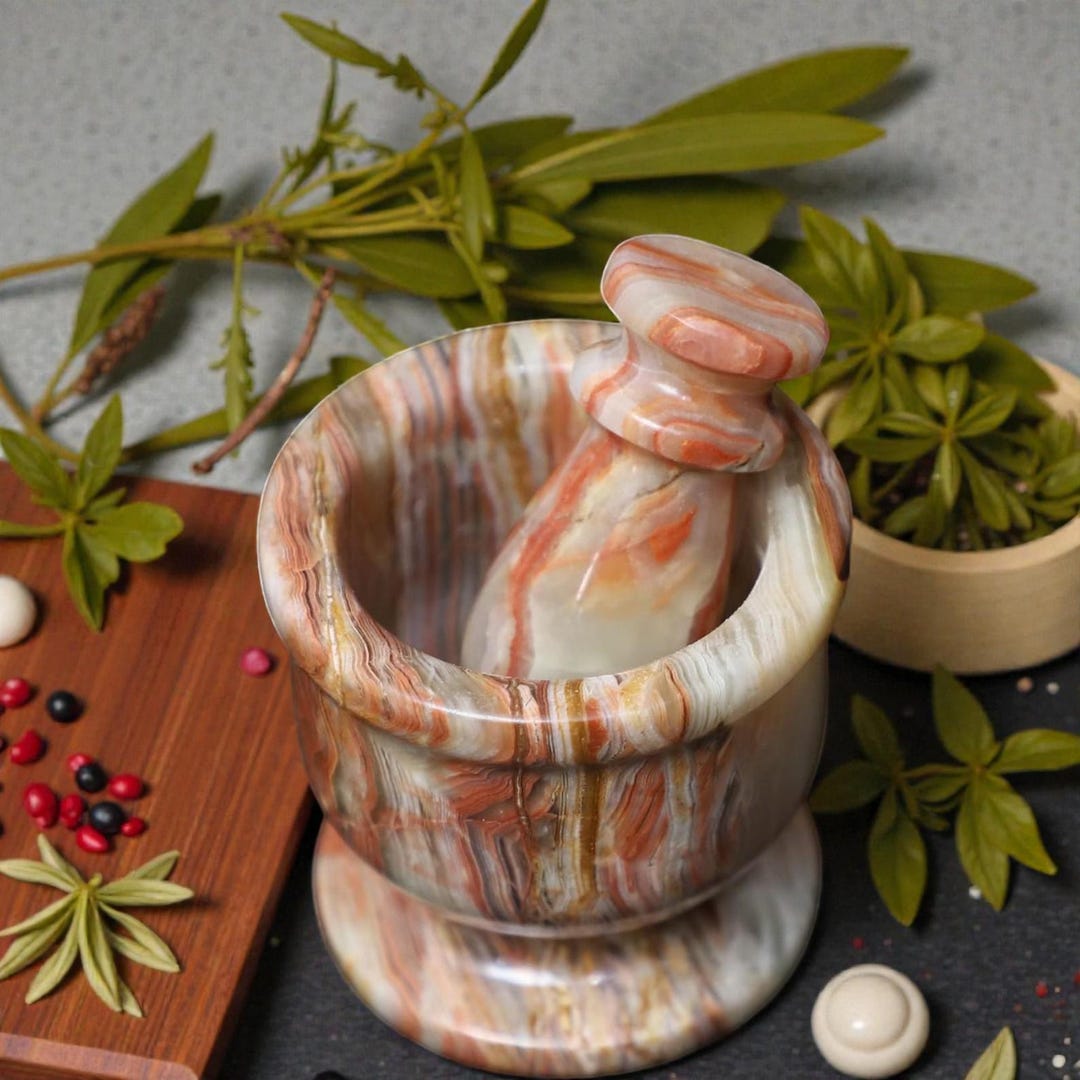 Herb Spice Grinder Bowl | Marble Mortar and Pestle | Crusher Bowl ...