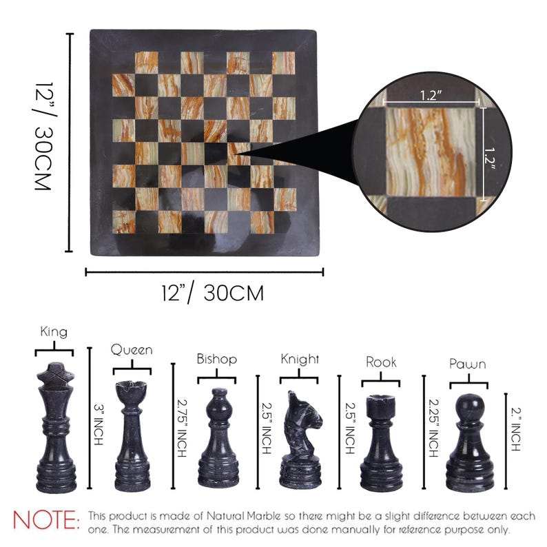 Marble Chess Set: Handmade Black Onyx & Green Luxury Stone Board - Etsy