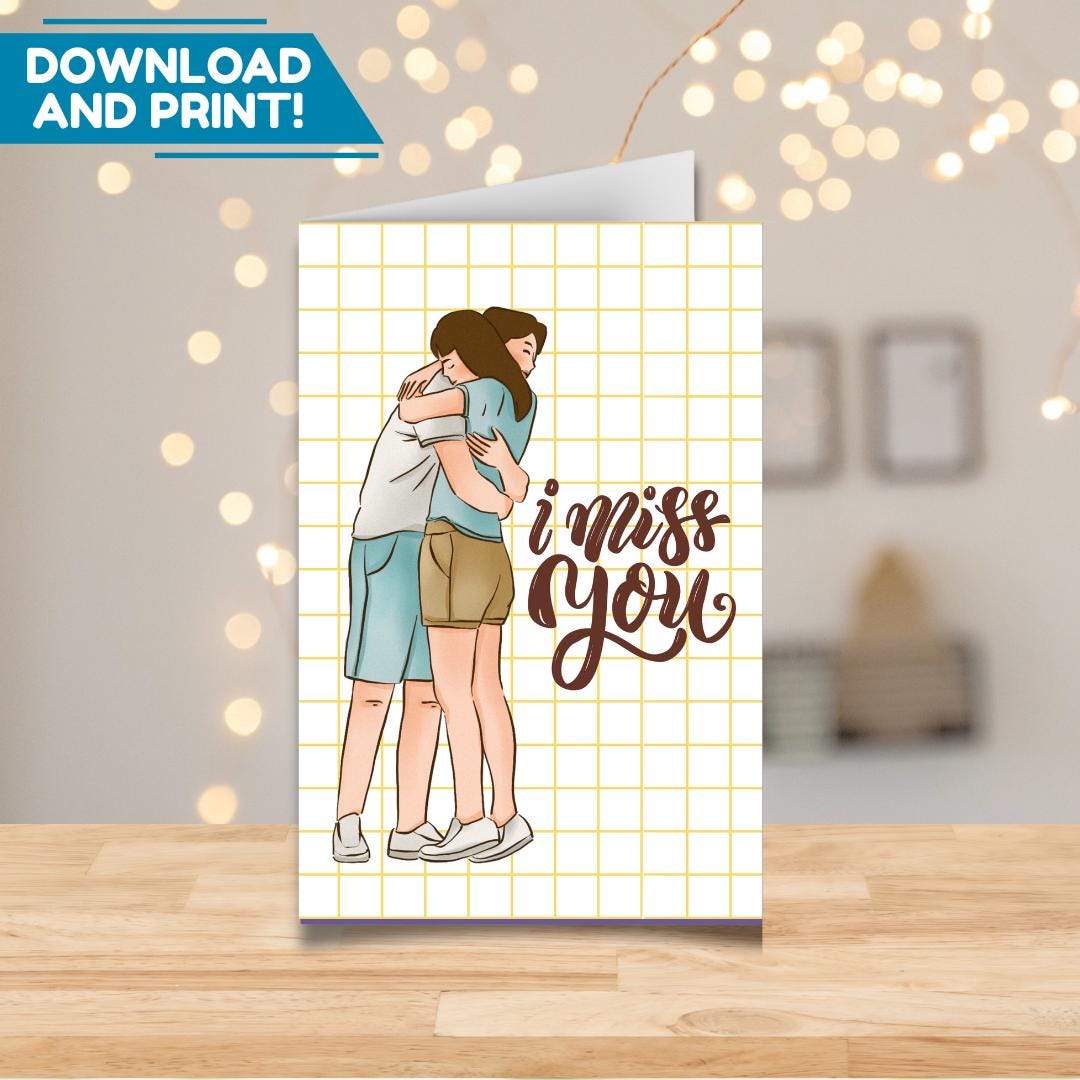 I Miss You Cute Card Pink Love Letter Card Best Gift for Anniversary ...
