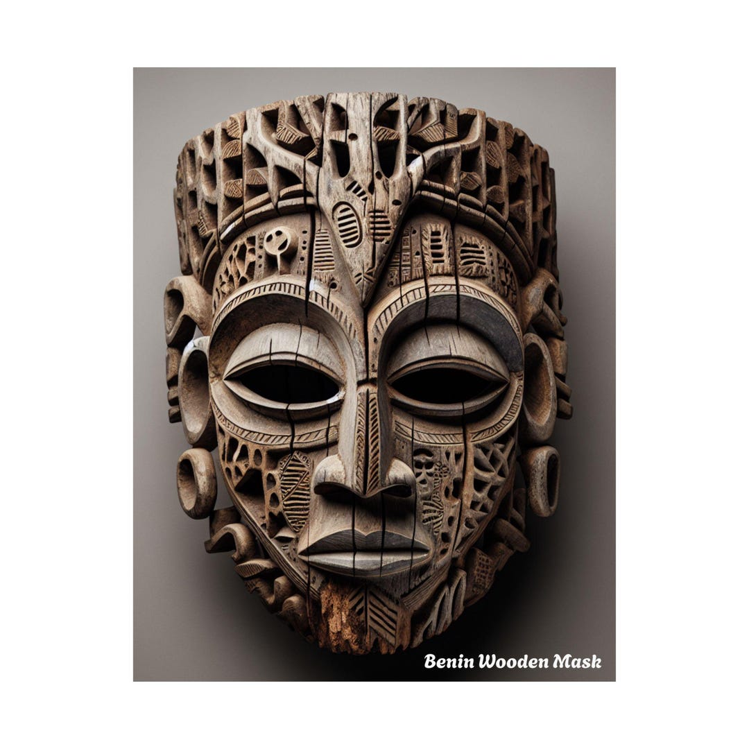 Benin Wooden Mask Satin Poster | Ethnic Wall Art, Home Decor, Gift for ...
