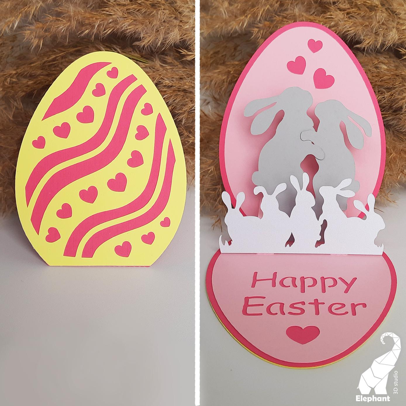 Pop up Easter Card Svg Bundle, 3D Easter Card Svg Files, Pop up Cards With Bunnies, Easter Egg ...