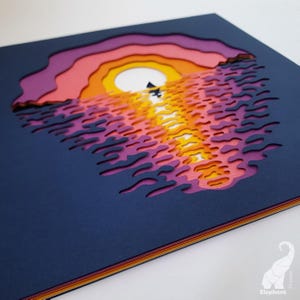 3D Layered Sunset on the Sea Svg Cut File, Layered Sunset Svg, Layered ...