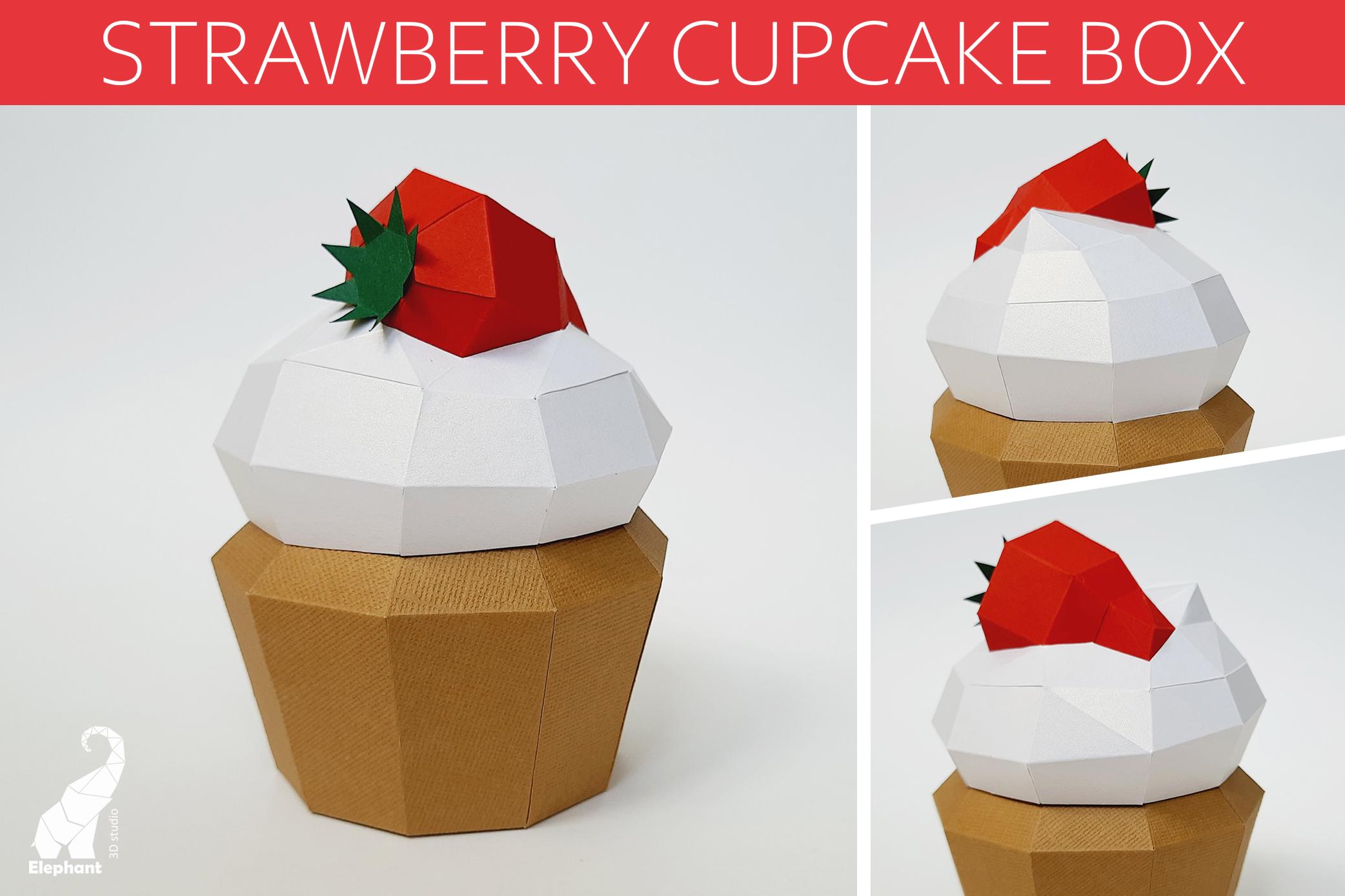 3D Papercraft Cupcake Box Bundle, Low Poly Paper Cupcake Gift Box ...