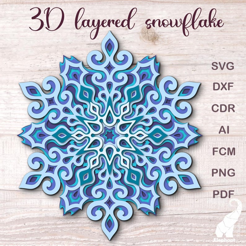 3D Layered Snowflake SVG File for Cricut, Christmas Papercut - Etsy