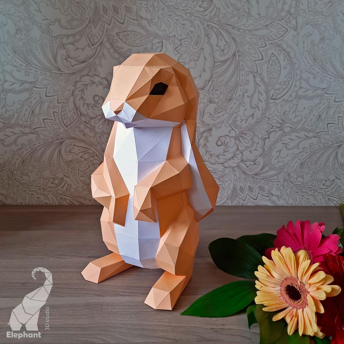 3D Papercraft Rabbit Template, Low Poly Rabbit Template, 3d Paper ...