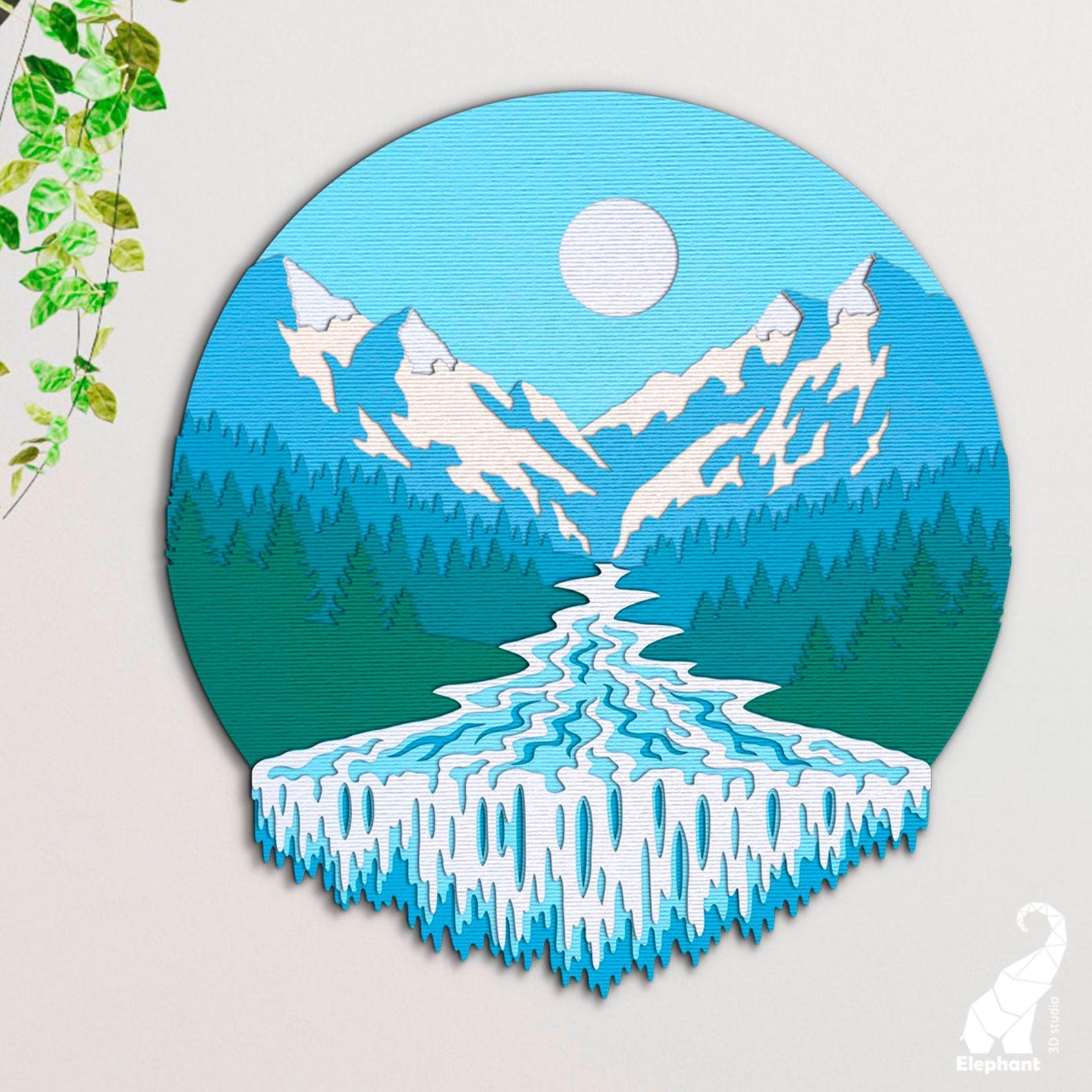 3D Layered Waterfall Svg Cut File, Layered Mountain River Svg, 3d ...