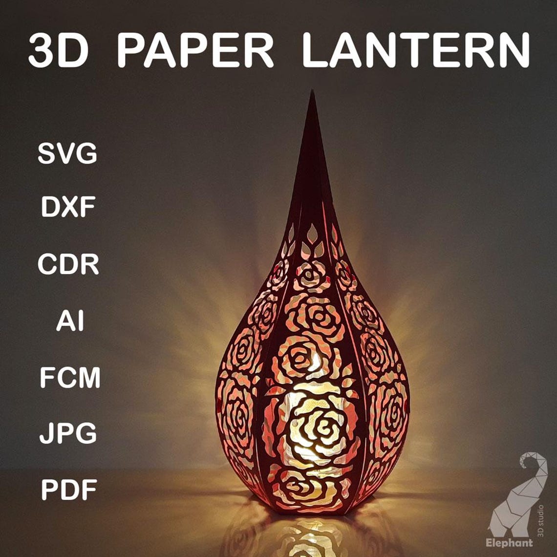 3D Paper Lantern With Floral Pattern Svg for Cricut, Unusual Cardstock ...