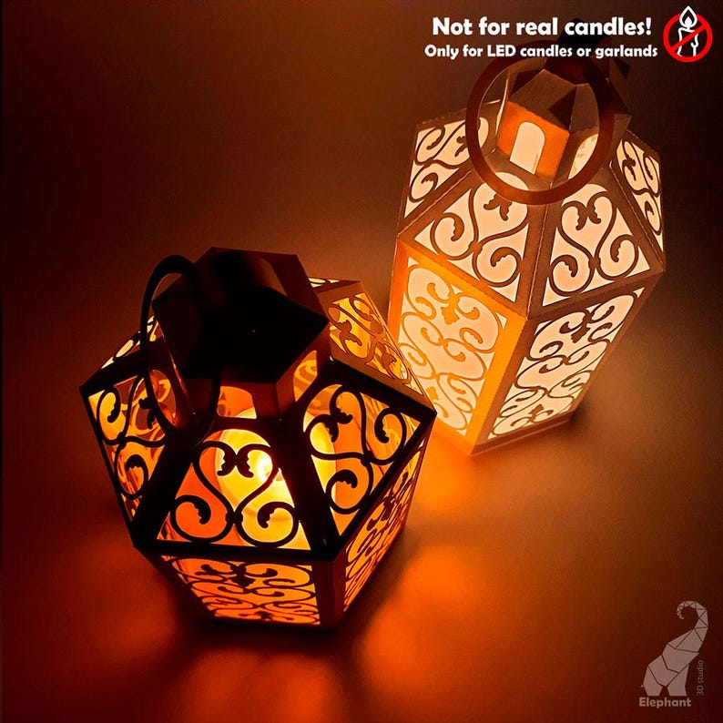 3D Paper Lantern Bundle SVG Cut Files for Cricut, Lantern SVG Template ...