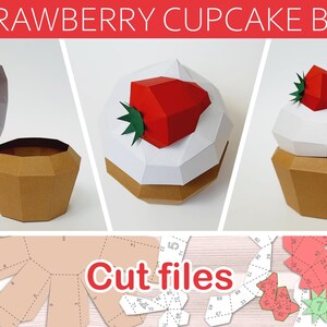 3D Papercraft Cupcake Box Bundle, Low Poly Paper Cupcake Gift Box ...
