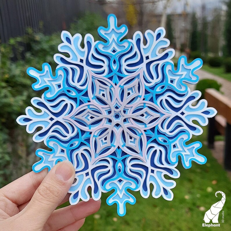 3D Layered Snowflake SVG Cut Files - Etsy