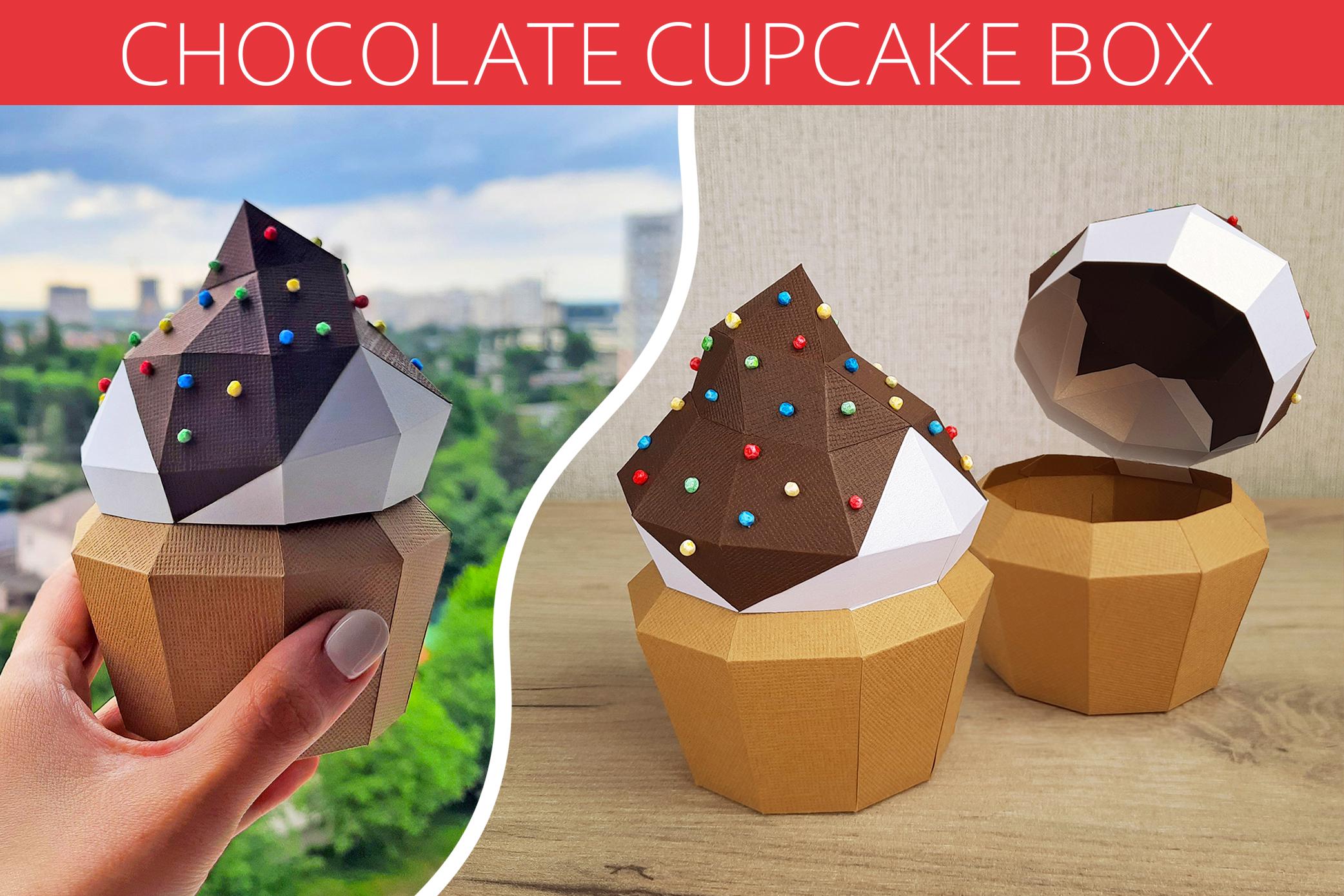 3D Papercraft Cupcake Box Bundle, Low Poly Paper Cupcake Gift Box ...