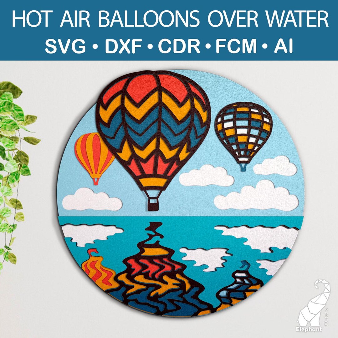 3D Layered Hot Air Balloons Svg Cut File, Round Layered Papercut Svg ...
